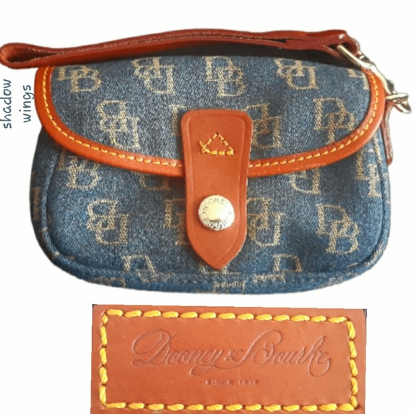 Dooney & Bourke | Bags | Vintage 9s Dooney Bourke Denim Logo Wristlet ...